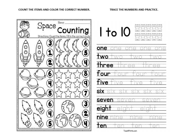 Worksheets Numbers 1 To 10 Kinder 4years | PDF