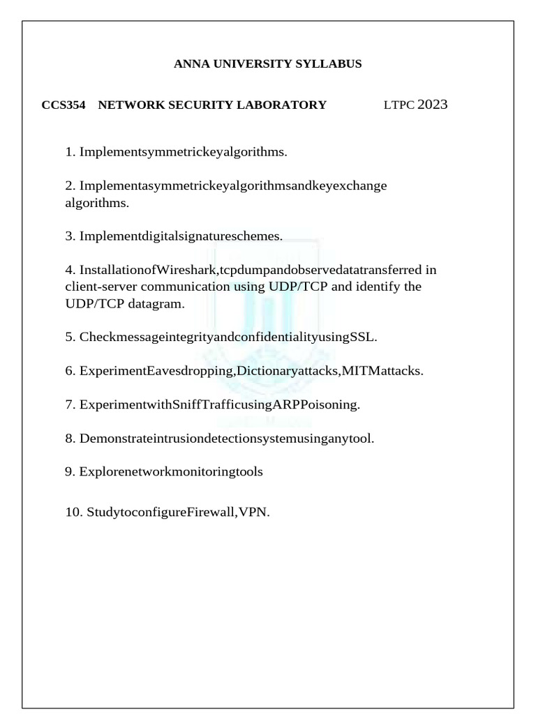 Network Security Lab Manual | PDF | Transmission Control Protocol | Internet Protocols