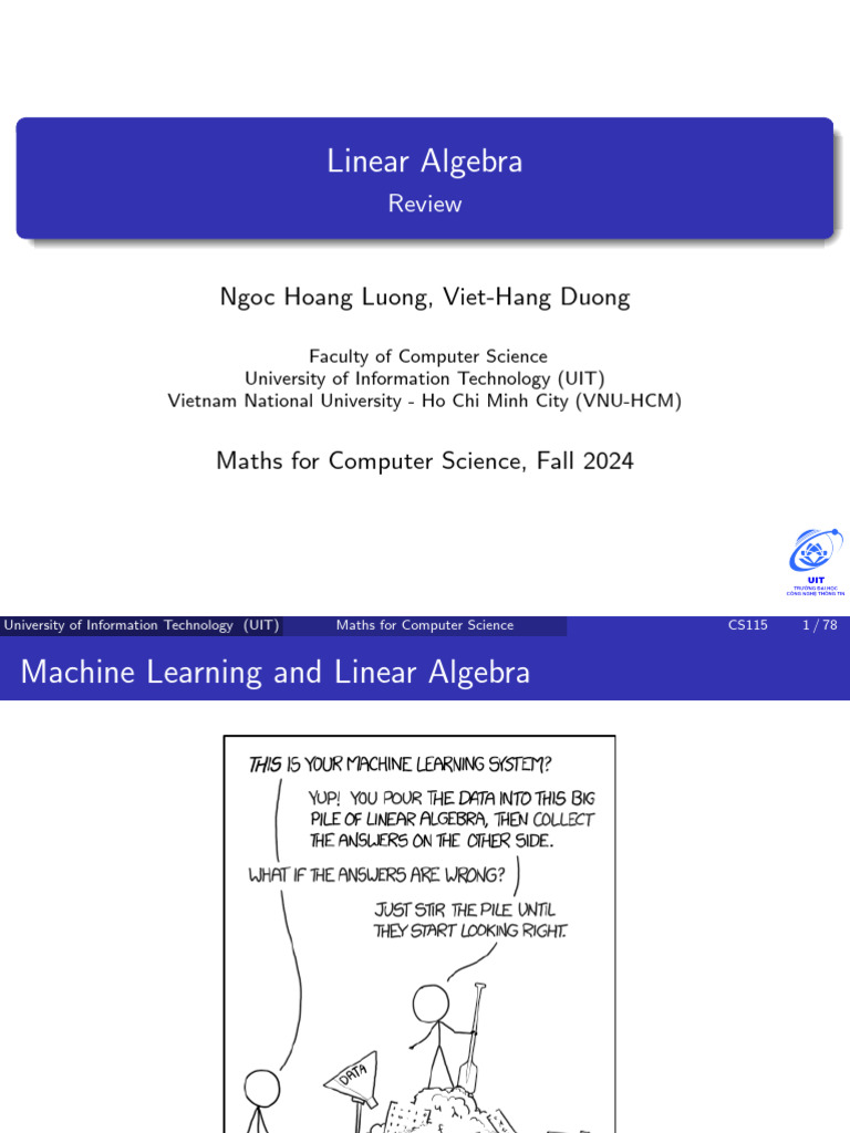 Linear Algebra Review for CS115 | PDF | Matrix (Mathematics ...