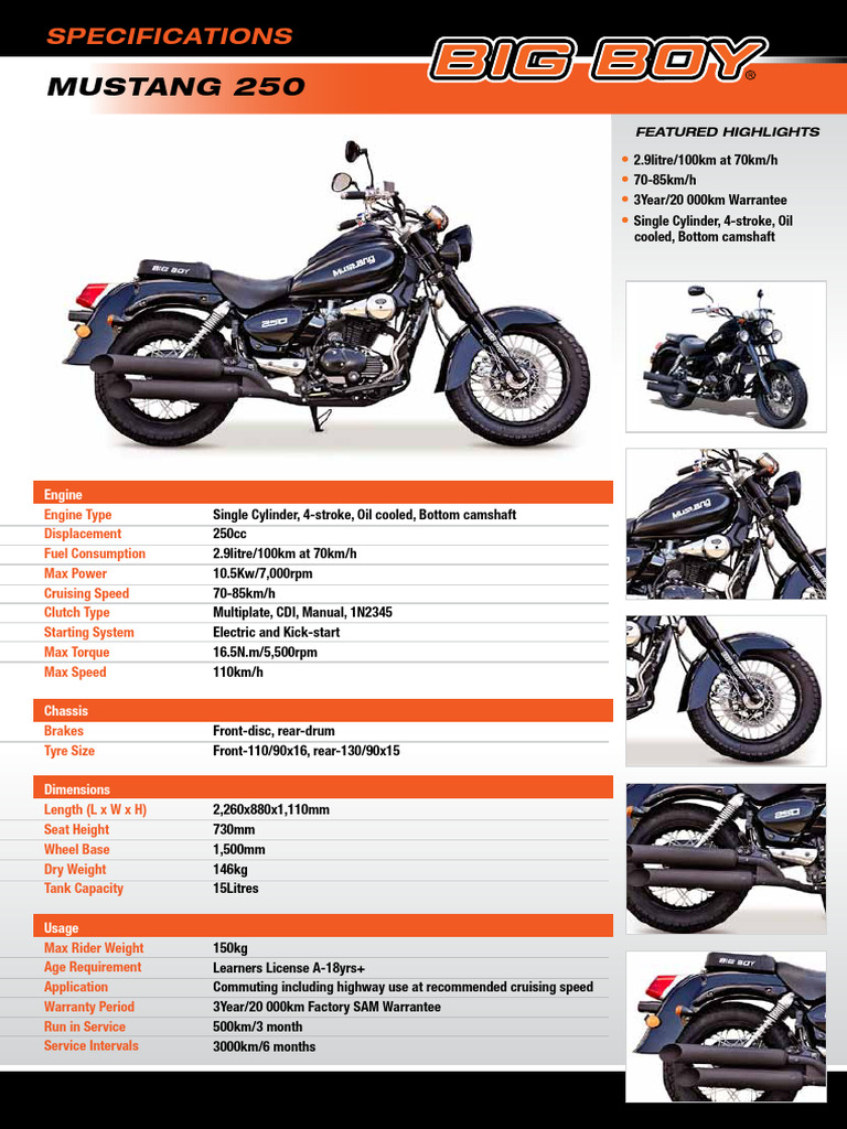 Mustang 250 Specs and Features | PDF