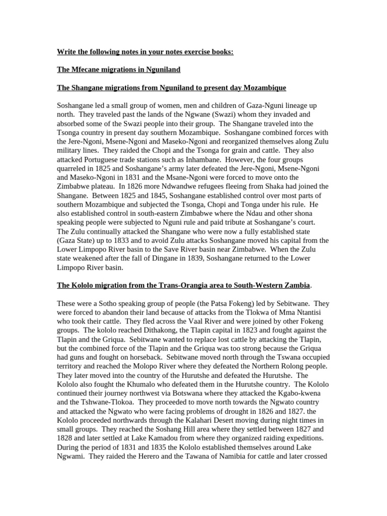 The Mfecane Migrations in Nguniland | PDF | Southern Africa | Bantu