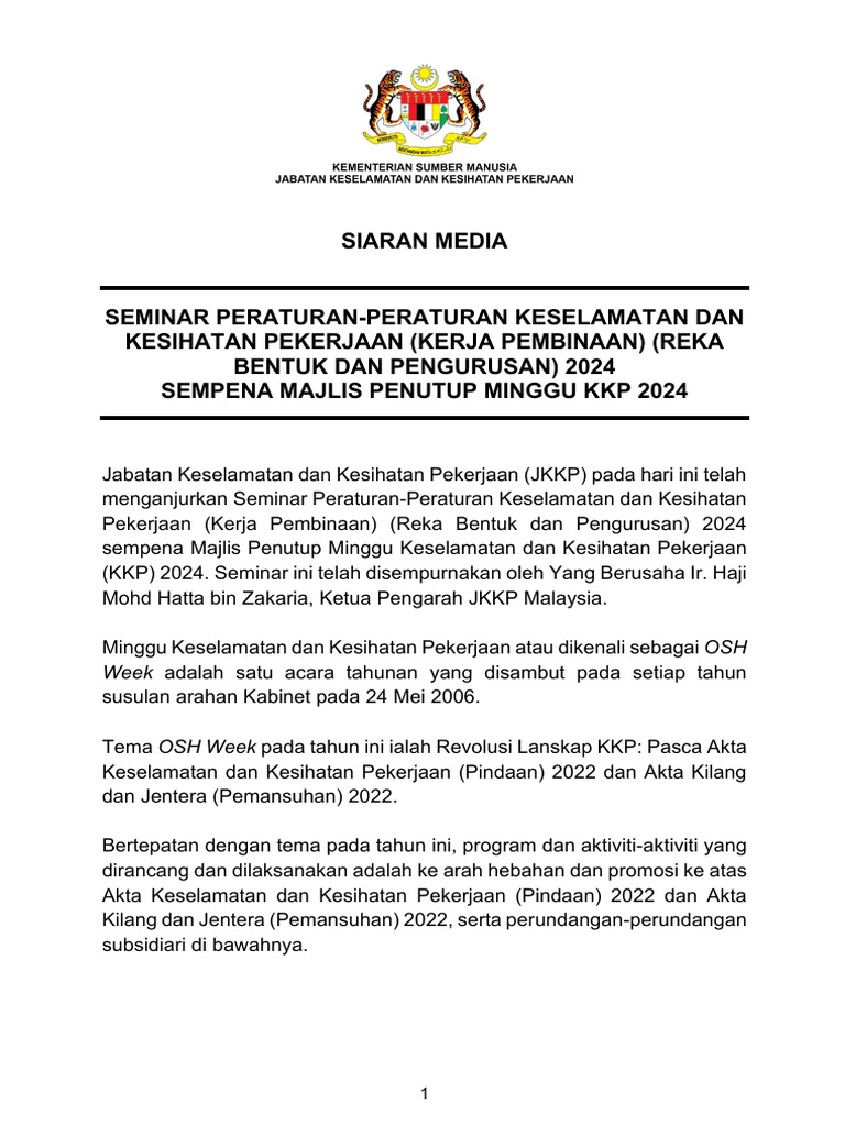 Siaran-Media-Majlis-Penutup-OSH-Week-2024 | PDF