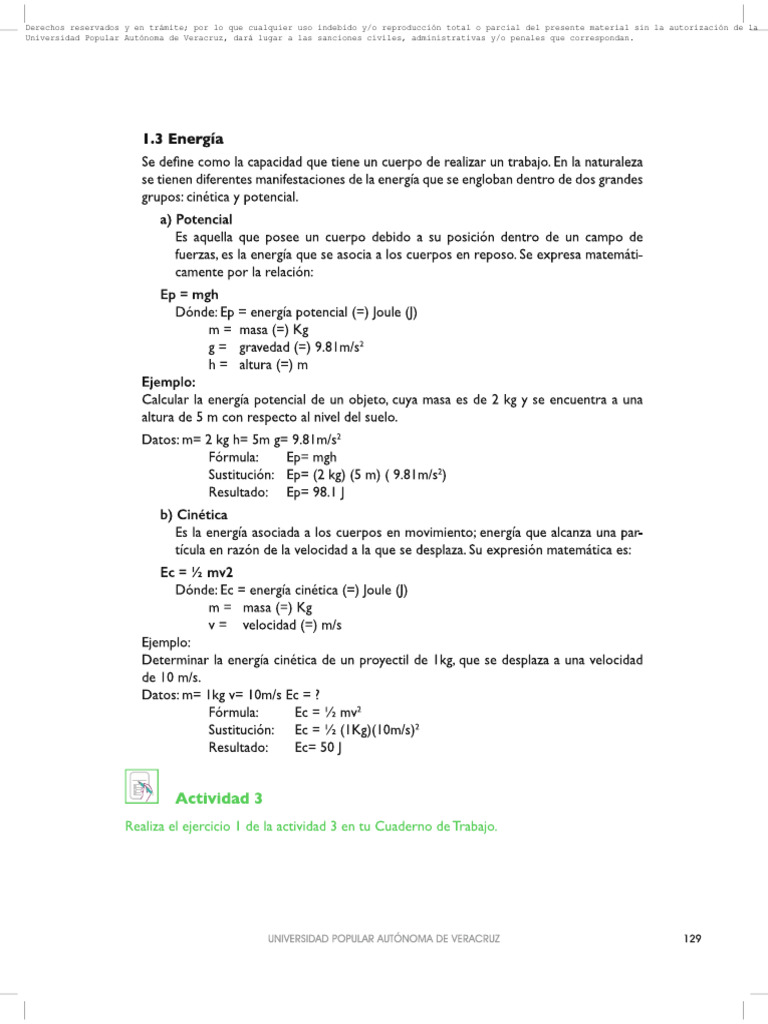 Energia Cinetica y Potencial | PDF