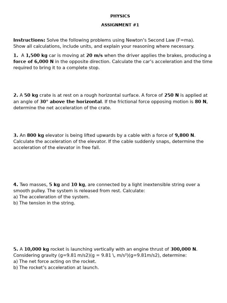 Assignment #1 - Physics | PDF