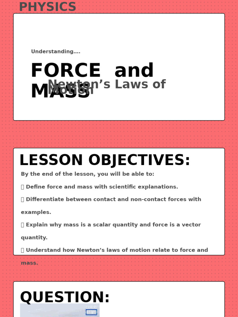 Physics - Week 1 - Feb. 12 | PDF | Force | Mass