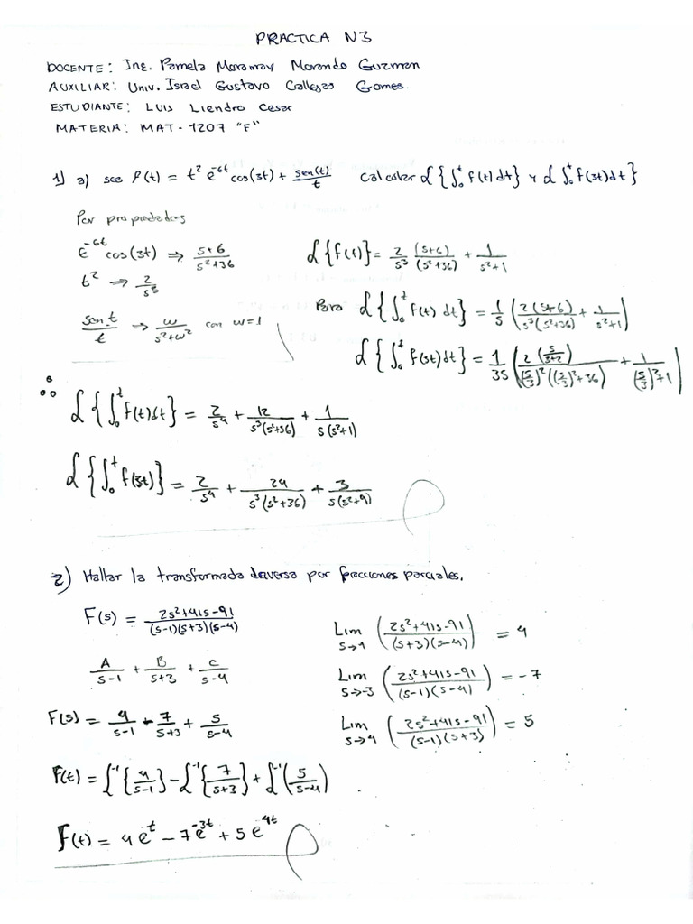 Práctica 3 Mat 1207 | PDF