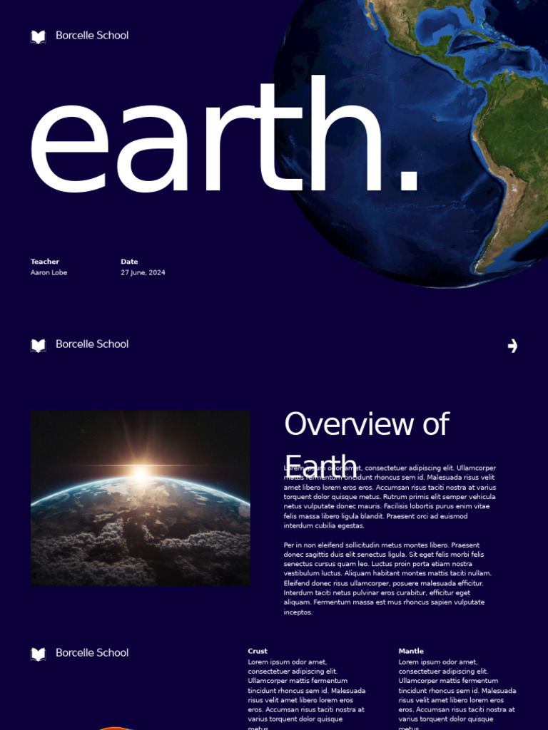 Navy and White Simple Earth Presentation | PDF | Geology | Structure Of ...