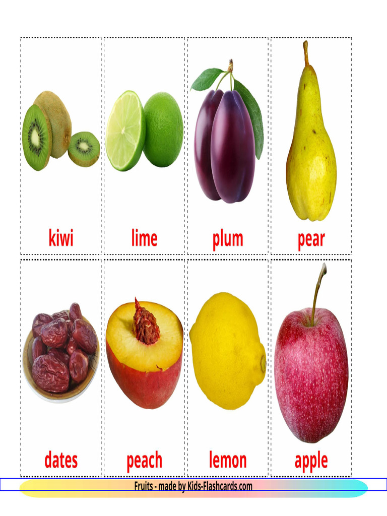 Free Printable Fruits Flashcards | PDF