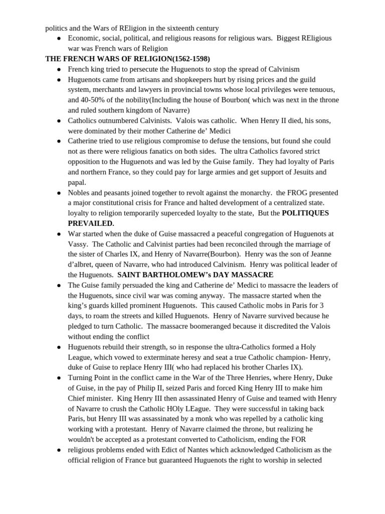 Euro Notes Https 402 ( - Politics and The Wars of Religion in The ...