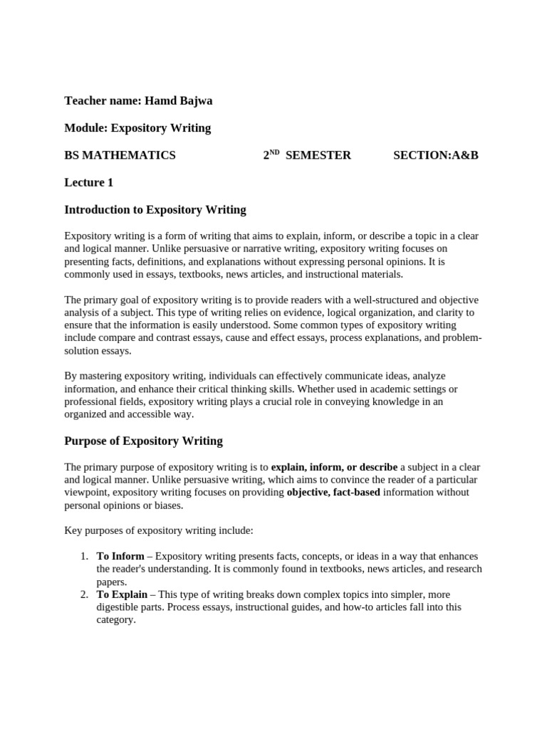 Introduction to Expository Writing | PDF | Essays | Information