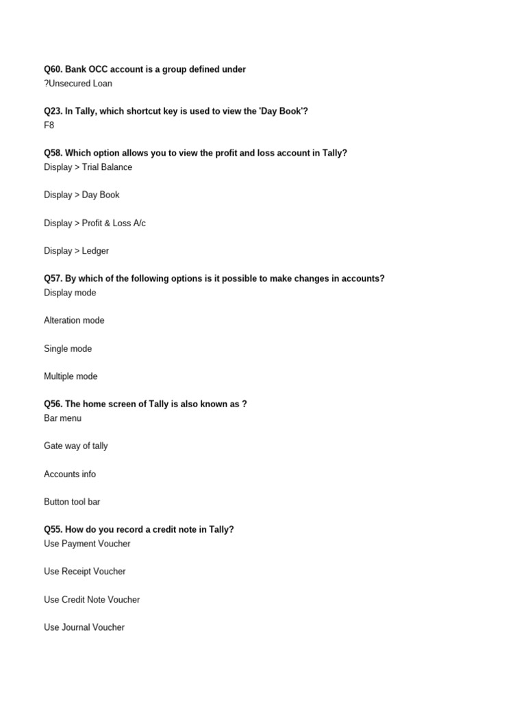 Tally Questions | PDF