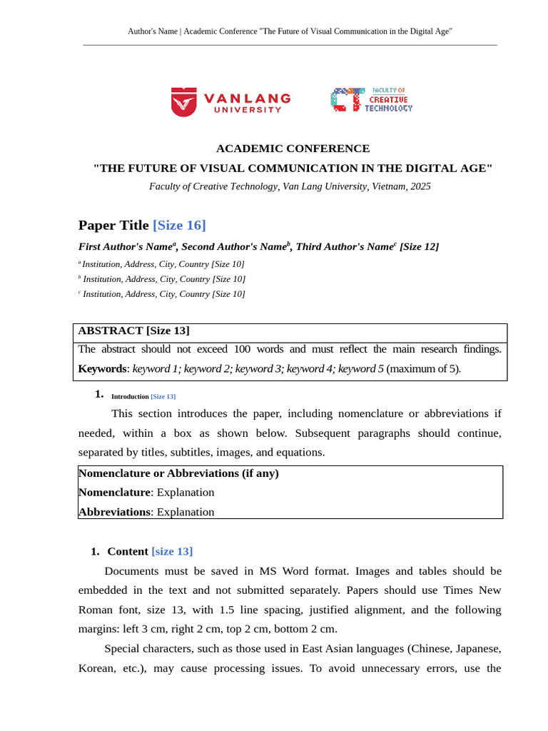 Presentation Guidelines For Conference Papers | PDF | Microsoft Word