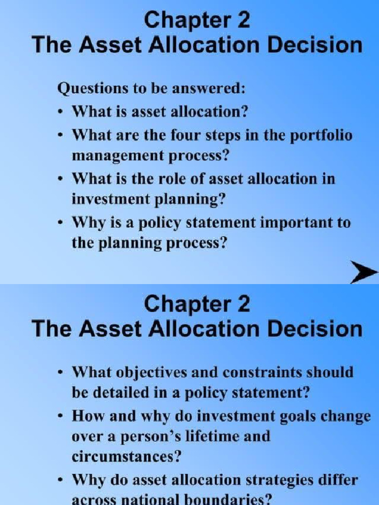 Lesson 1 Finals Asset Allocation Decision | PDF