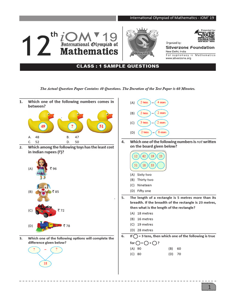 IOM Sample paper | PDF | Length | Geometry