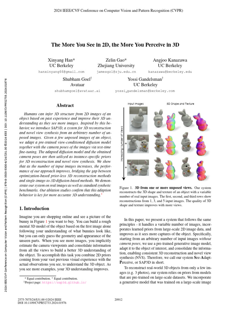 The_More_You_See_in_2D_the_More_You_Perceive_in_3D | PDF | 3 D Computer Graphics | Applied ...