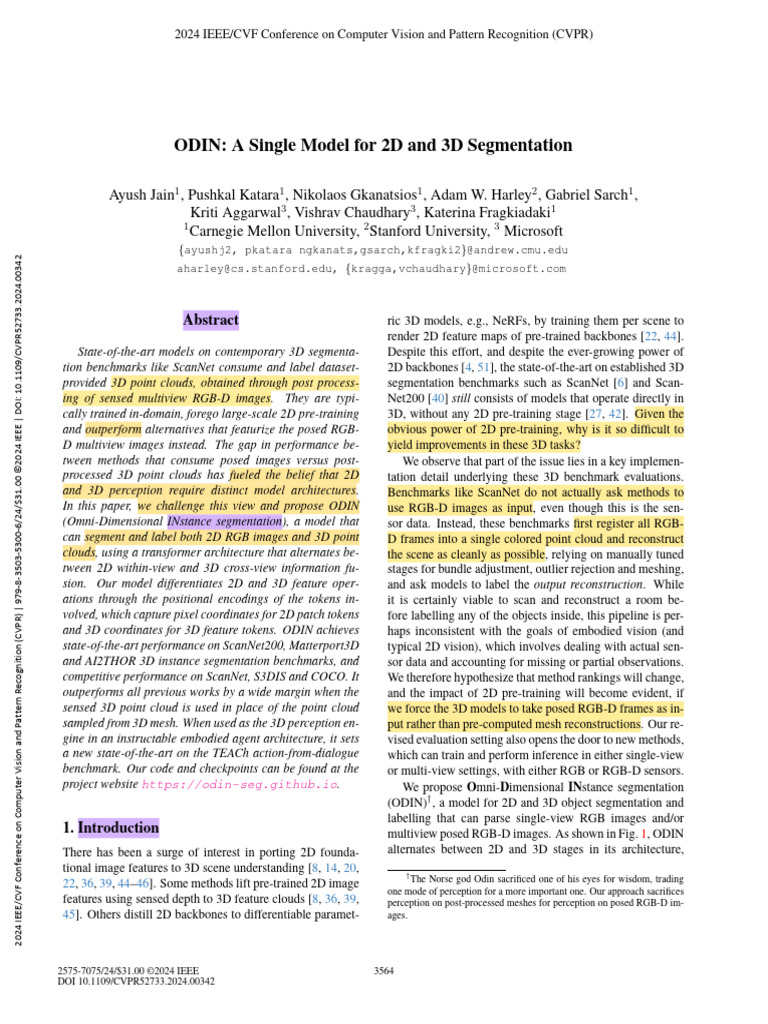 ODIN A Single Model For 2D and 3D Segmentation | PDF | Image ...