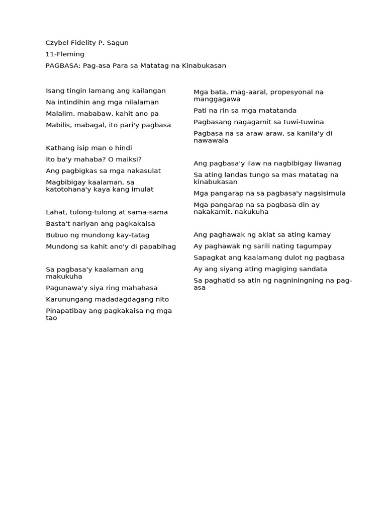 Spoken-Poetry Tagalog | PDF