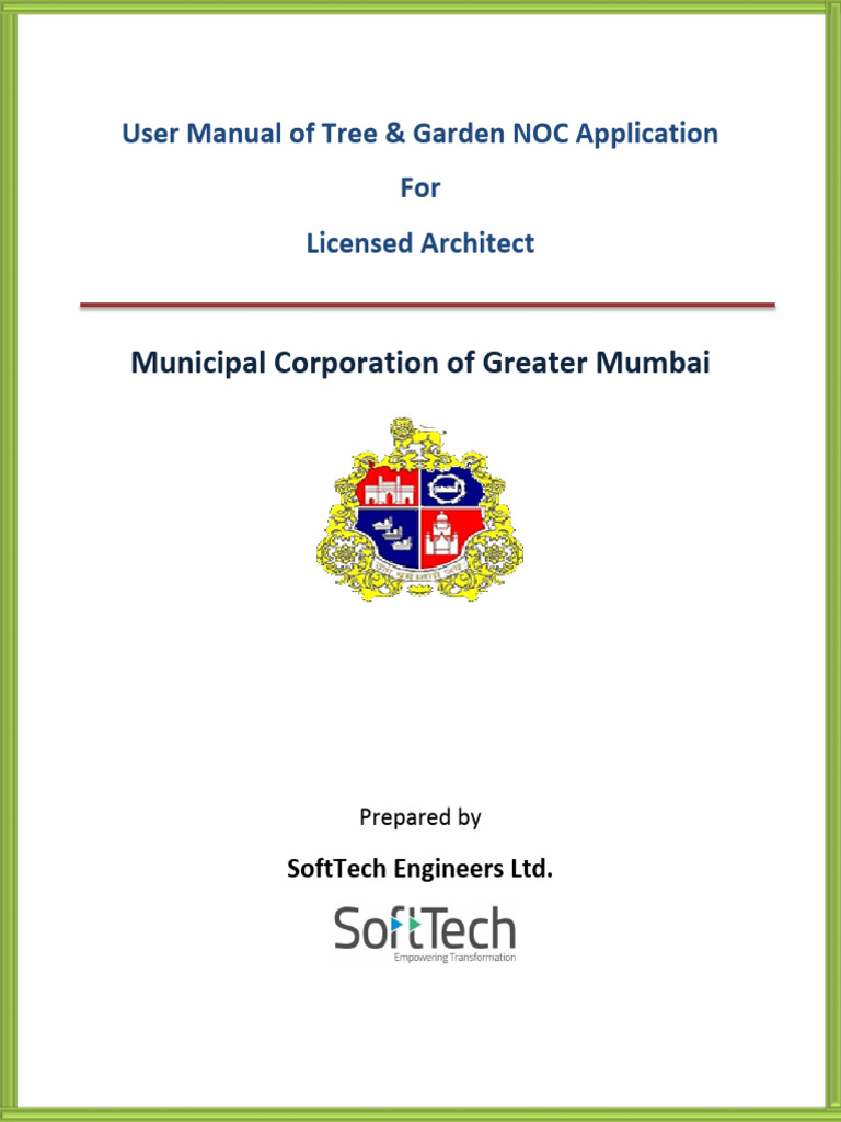 Municipal Corporation of Greater Mumbai: User Manual of Tree & Garden NOC Application For ...