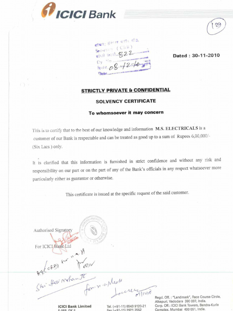 Bank Solvancy Cirtificate70 | PDF
