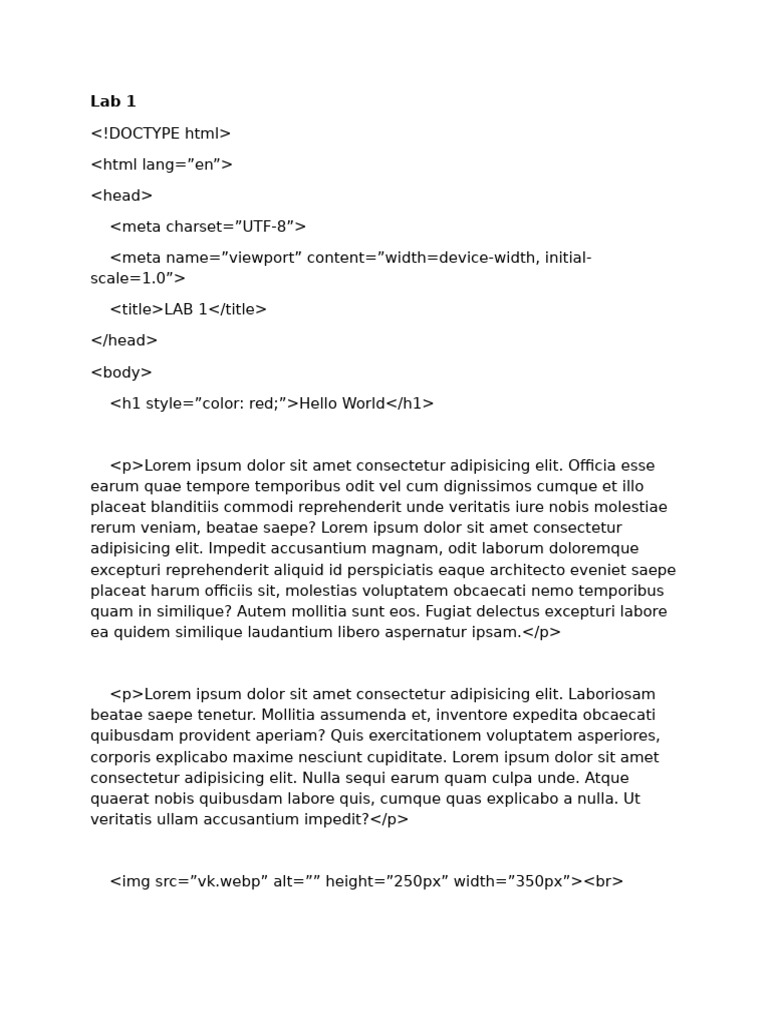 HTML Lab Exercises Overview | PDF