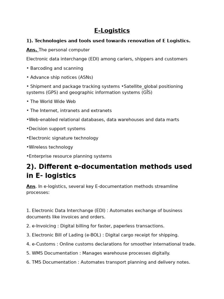 E logistics | PDF | Warehouse | Logistics