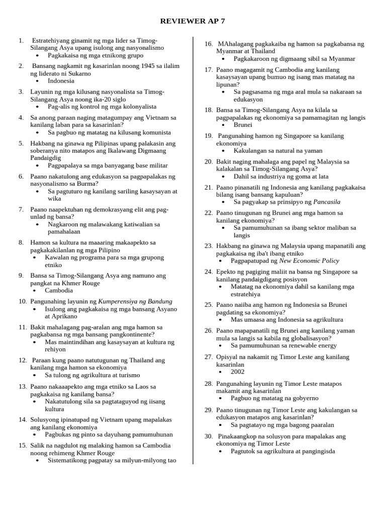 Third Quarter Reviewer AP7 1 | PDF