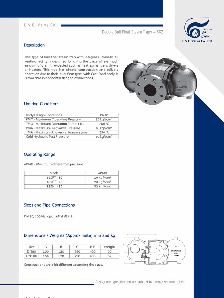 FT882D - Ball Float Steam Trap | PDF