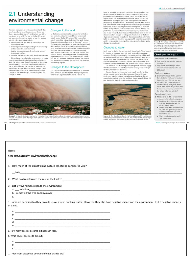 Year 10 Geography: Environmental Change Insights | PDF | Natural ...