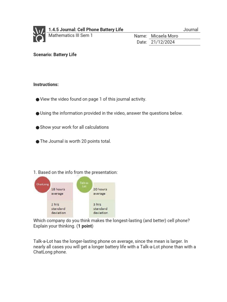 1.4.5 Journal - Cell Phone Battery Life (Journal) | PDF | Standard ...
