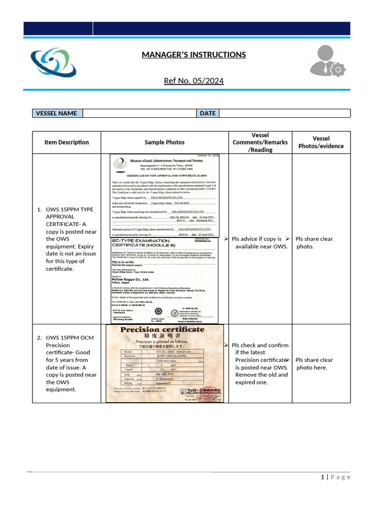 OWS 3 Monthly Reporting of Testing & Familiarization | PDF | Pump | Valve