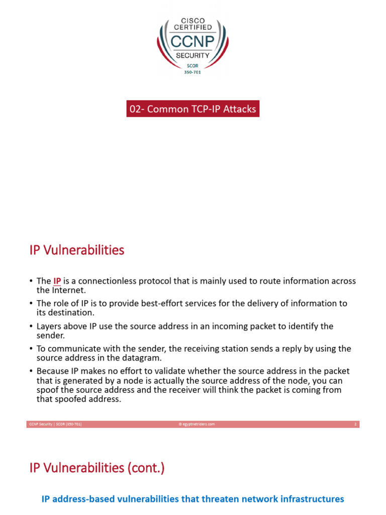 02 - Common TCP-IP Attacks | PDF | Internet Protocols | Transmission Control Protocol