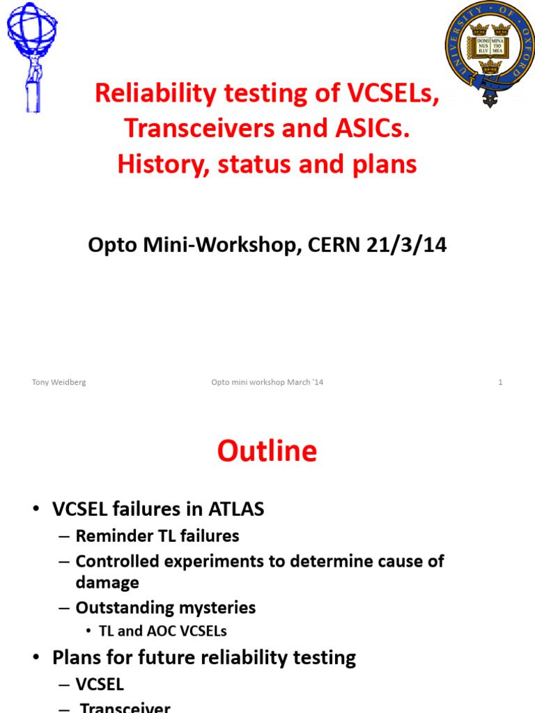 Reliability Testing of VCSELs Transceivers and ASICs | PDF