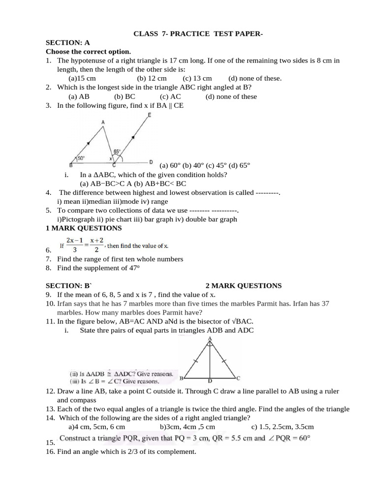 FINAL TERM PRACTICE TEST PAPER | PDF | Geometry | Geometric Shapes