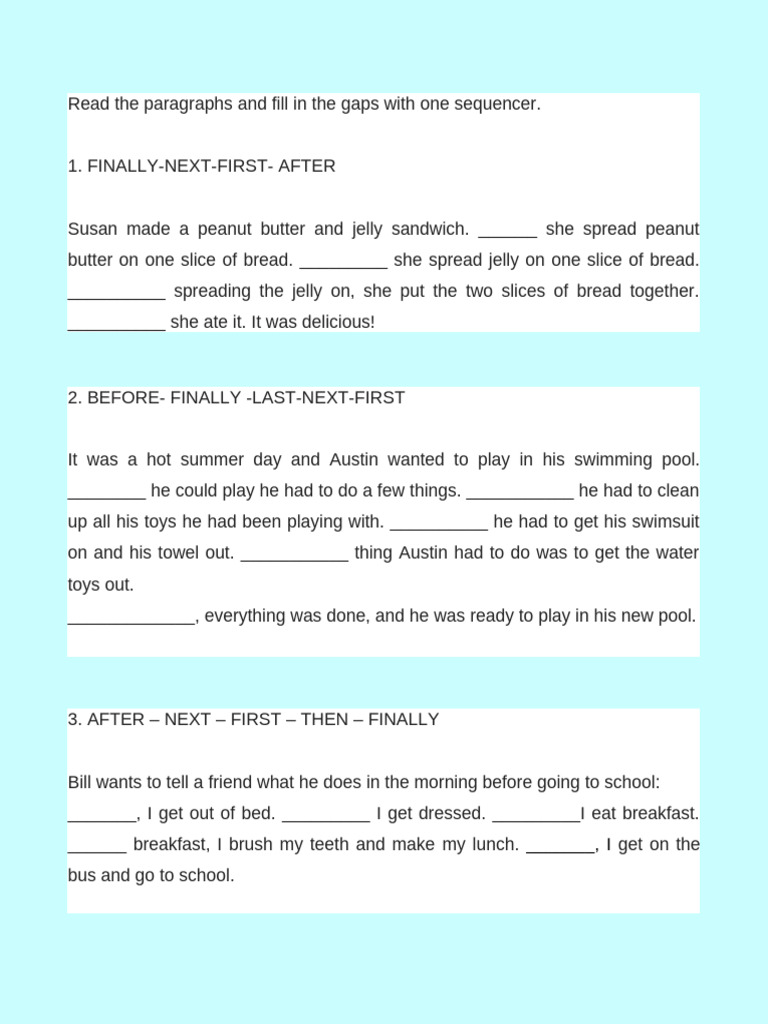 Sequencing Words Practice 2 PDF | PDF