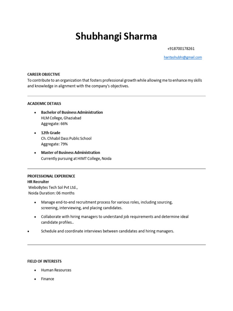 Shubhangi Sharma Resume2 | PDF