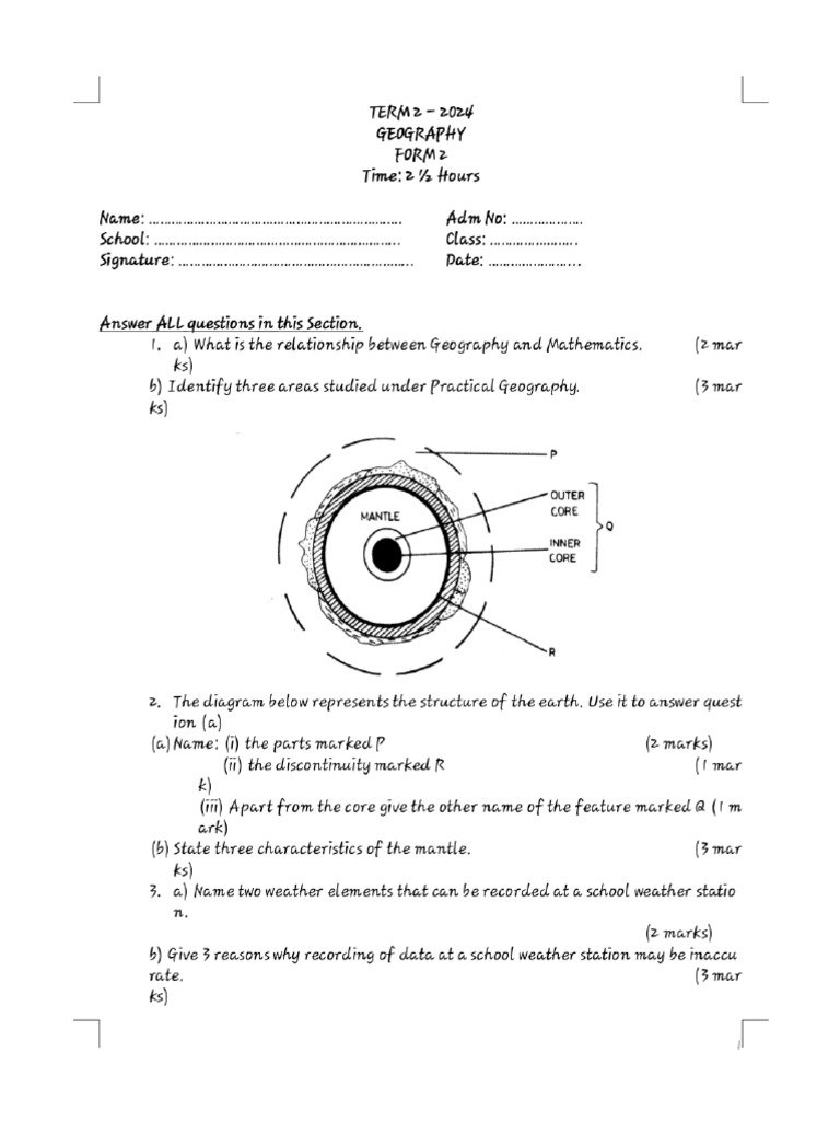 Form 2 Geography Paper - Question Paper | PDF