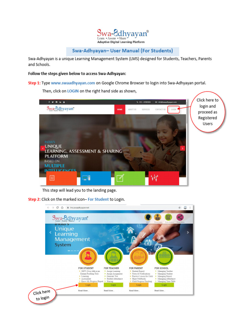 Swa-Adhyayan Student User Manual | PDF