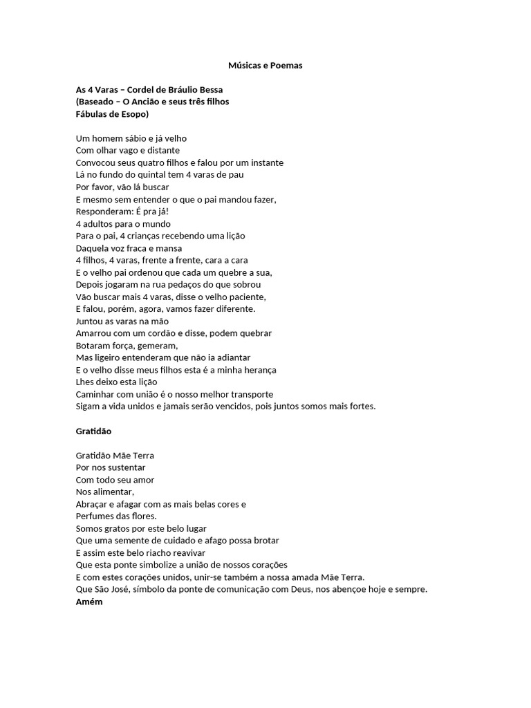 Poemas de Abertura - Ritual Passagem | PDF