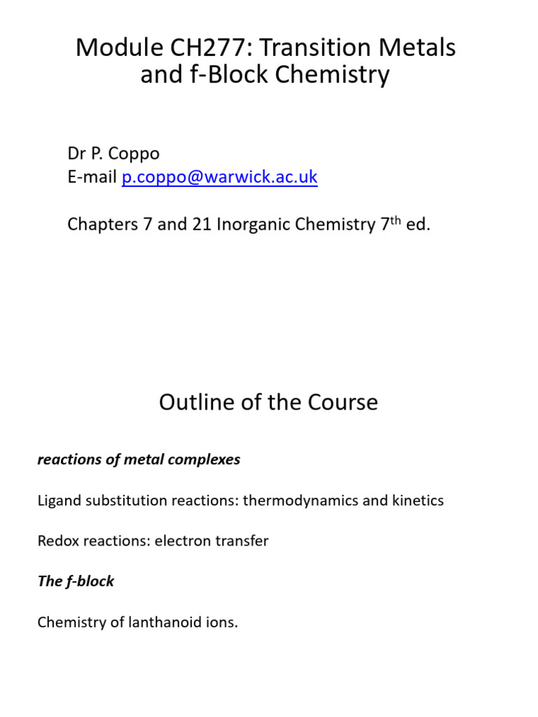 2025 handouts final | PDF | Chemical Reactions | Coordination Complex
