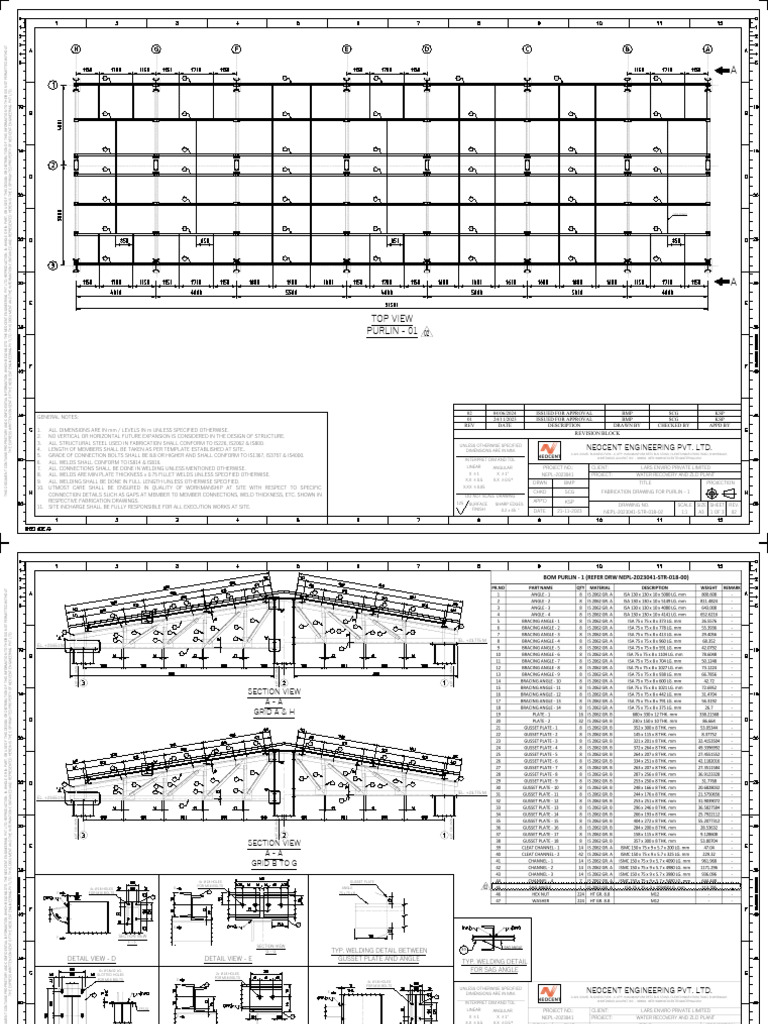 Nepl-2023041-Str-018-02 - Fabrication Drawing For Purlin-1 | PDF