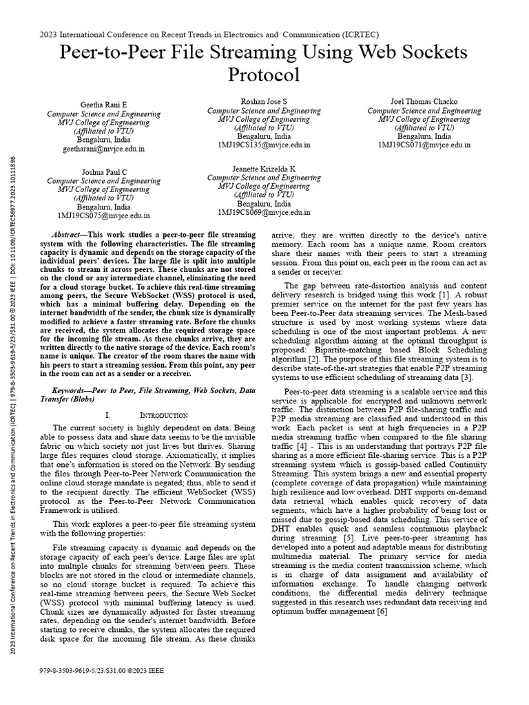 Peer-to-Peer_File_Streaming_Using_Web_Sockets_Protocol1 | PDF | Peer To Peer | Computer Network