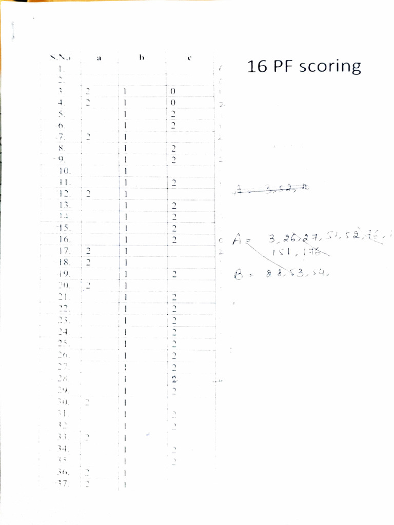 16 PF Scoring | PDF