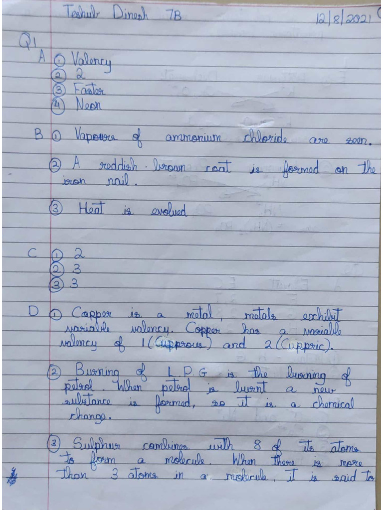 Chemistry Unit Test | PDF