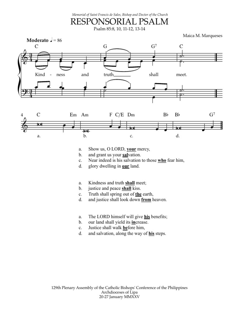 Jan.24 - RESPONSORIAL PSALM - Full Score | PDF | Religious Belief And ...