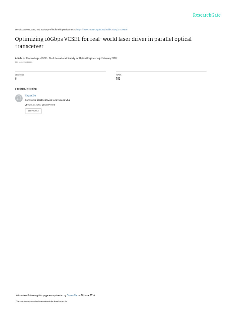 Optimizing 10Gbps VCSEL for real-world laser driver in parallel optical ...
