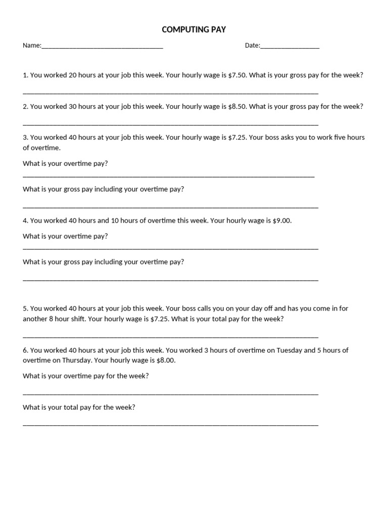 Weekly Gross Pay Calculations Guide | PDF
