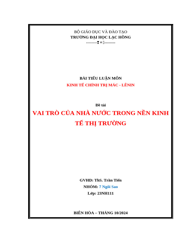 Tiểu luận - - KTCT - 23.10.2024 | PDF