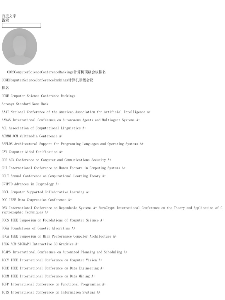 CORE Computer Science Conference Rankings | PDF | Artificial ...
