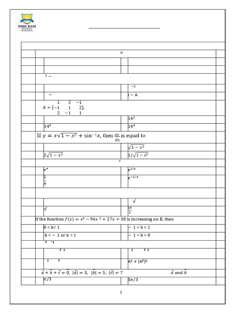 G12 - SRGS - Worksheet - PB1 - 2024 | PDF | Mathematical Concepts ...