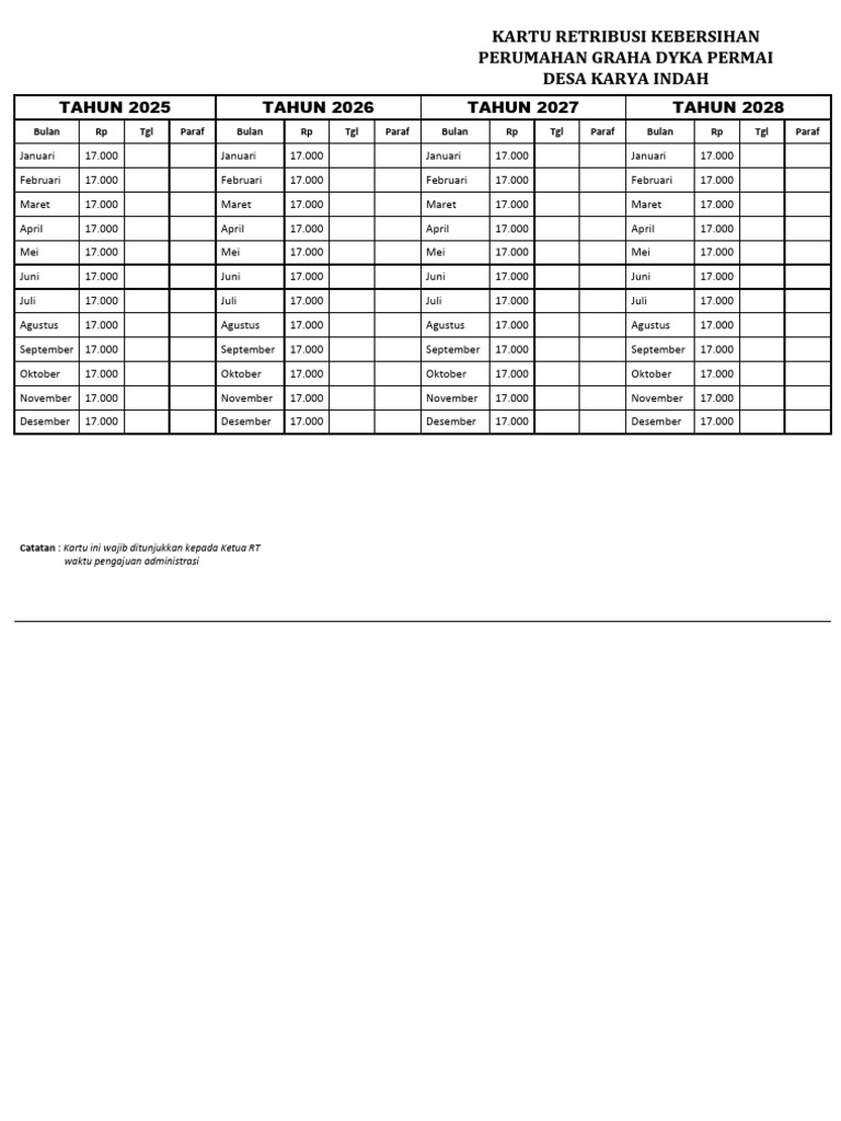 Kartu Retribusi Kebersihan 2 | PDF